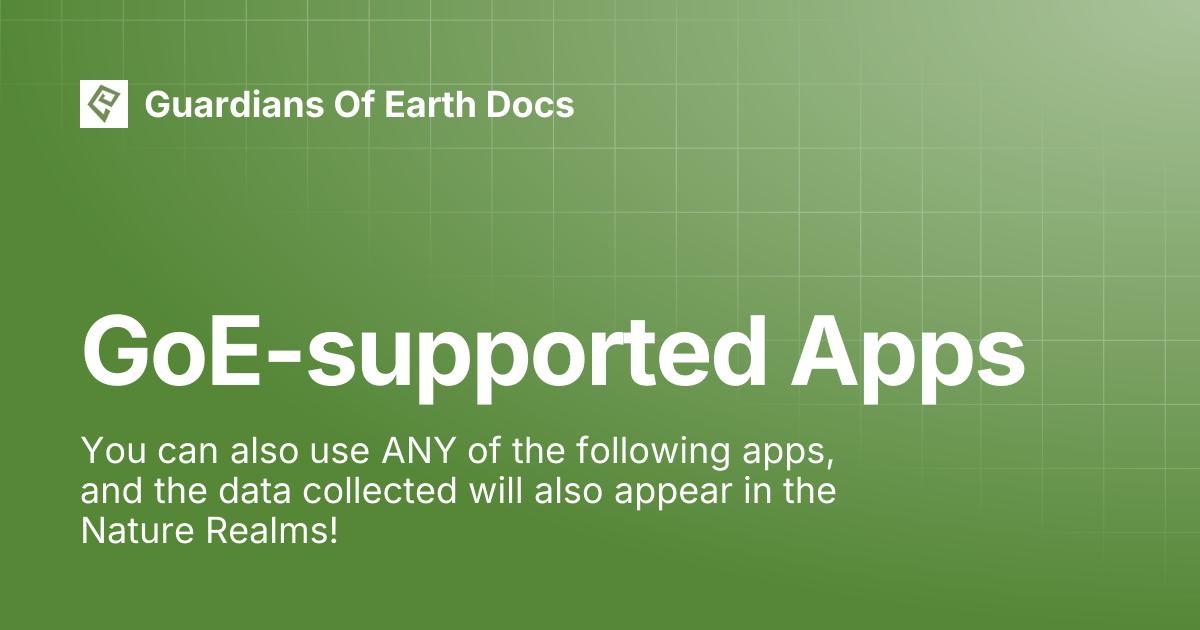 GoE-supported Apps | Guardians Of Earth Docs